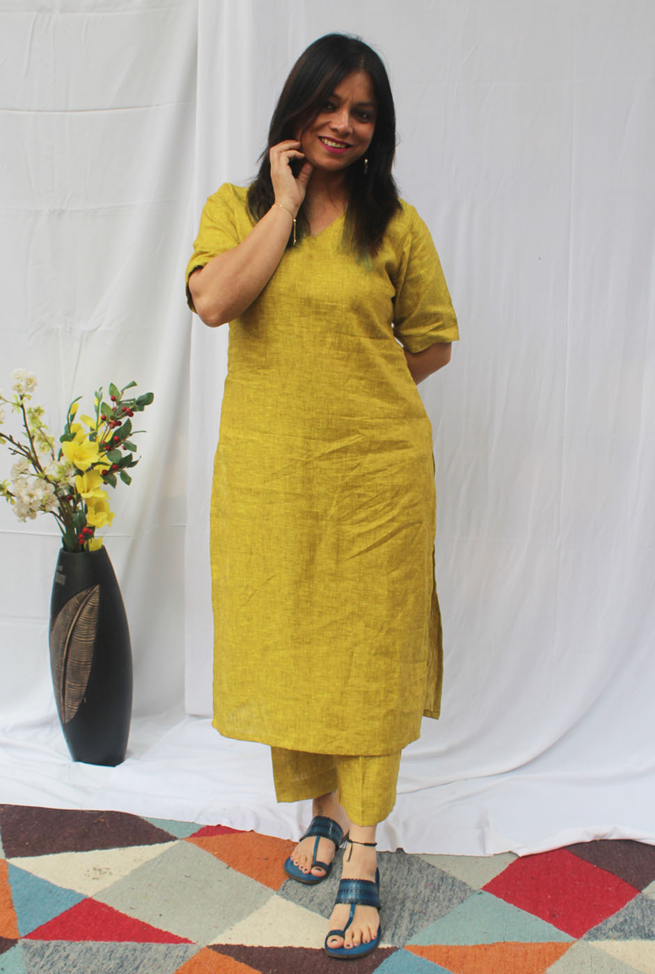 Mustard Color Linen Co-Ord Set – Nakshshopindia